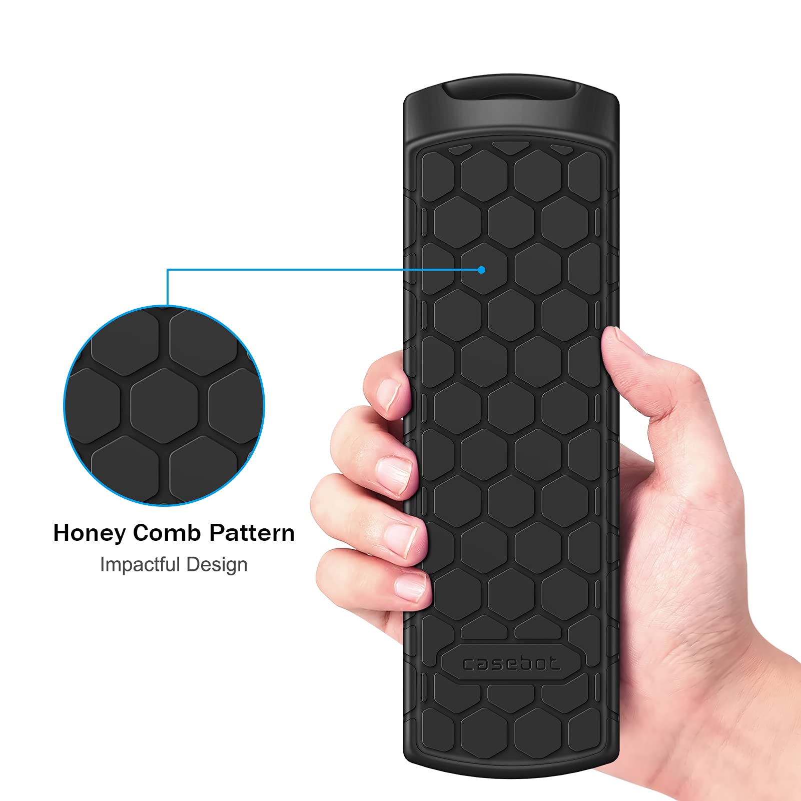 Fintie Protective Case for TiVo Stream 4K Remote – CaseBot (Honey Comb Series) Lightweight (Anti-Slip) Shockproof Silicone Cover for TiVo Stream 4K Remote Controller, Black