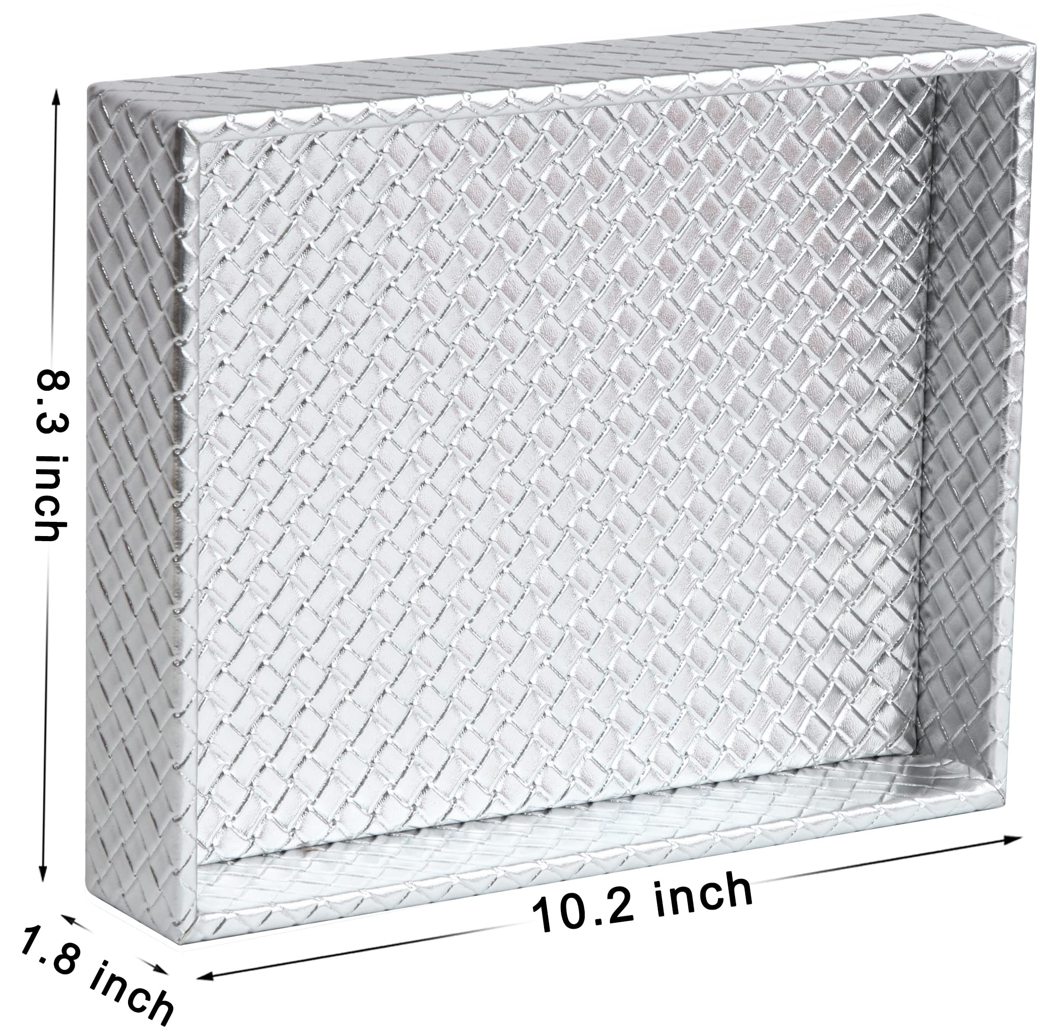 Gurfuy Rectangular Faux Leather Small Serving Tray 10" x 8" Modern Elegant Decorative Tray for Coffee Table Jewelry Perfume Organizer Living Dining Room Coffee Table Bathroom Office (Silver)