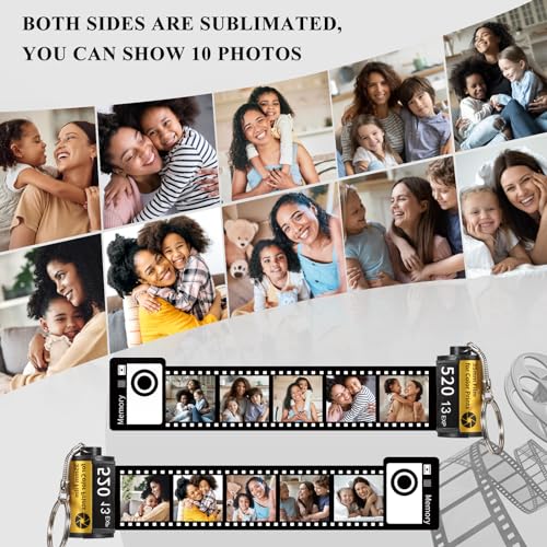Guiqulai 6 Pack Sublimation Film Roll Keychain Personalized Photo Keychain Camera Memory Keychain Double Sided Sublimation Reel Album (4)