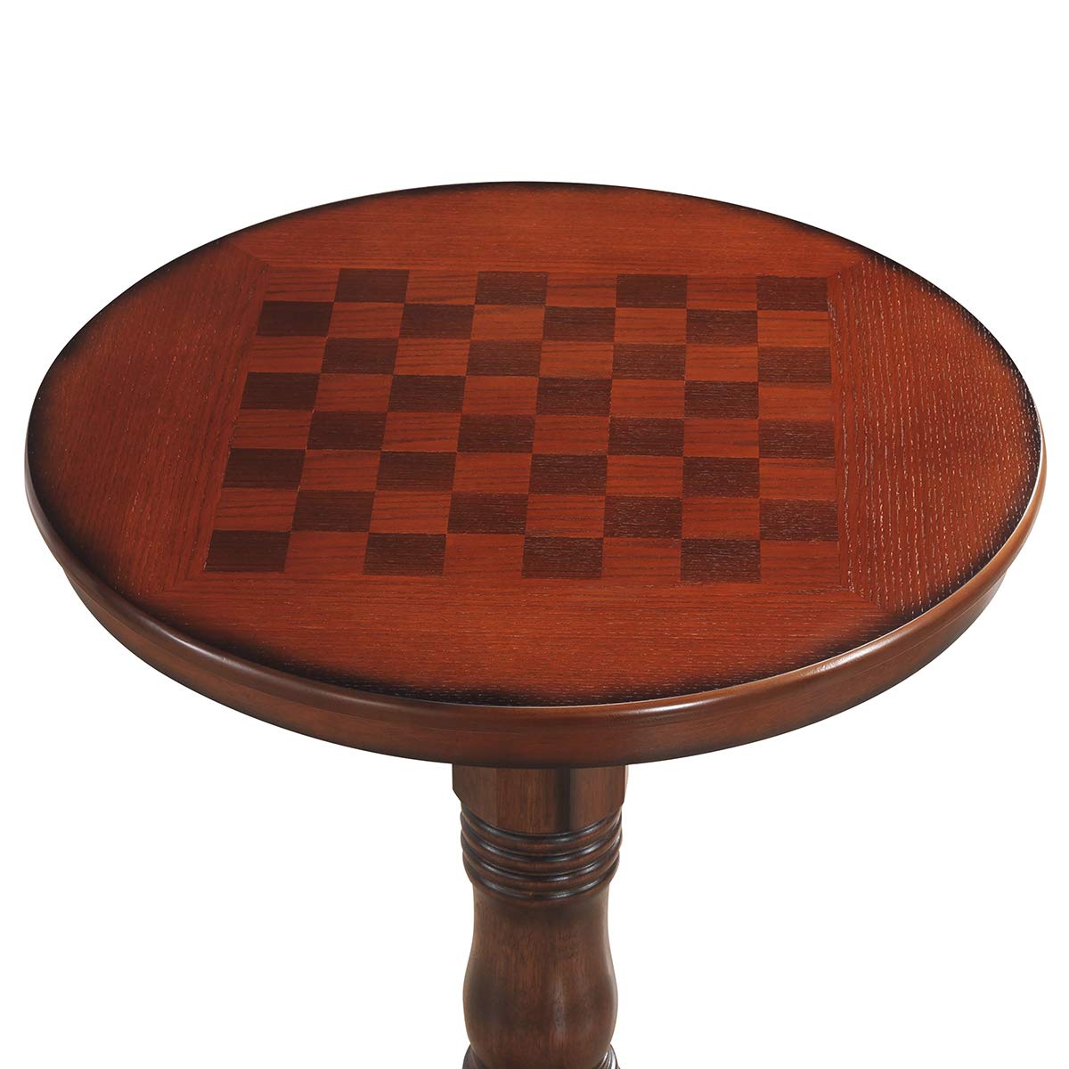Giantex Round Dining Table, 30" D X 41.5" H, Wooden Pub Pedestal Side Table W/Chessboard, Adjustable Foot Pads, Multi-Purpose Dinner Table for Small Space, Kitchen, Dining Room, Restaurant (Walnut)
