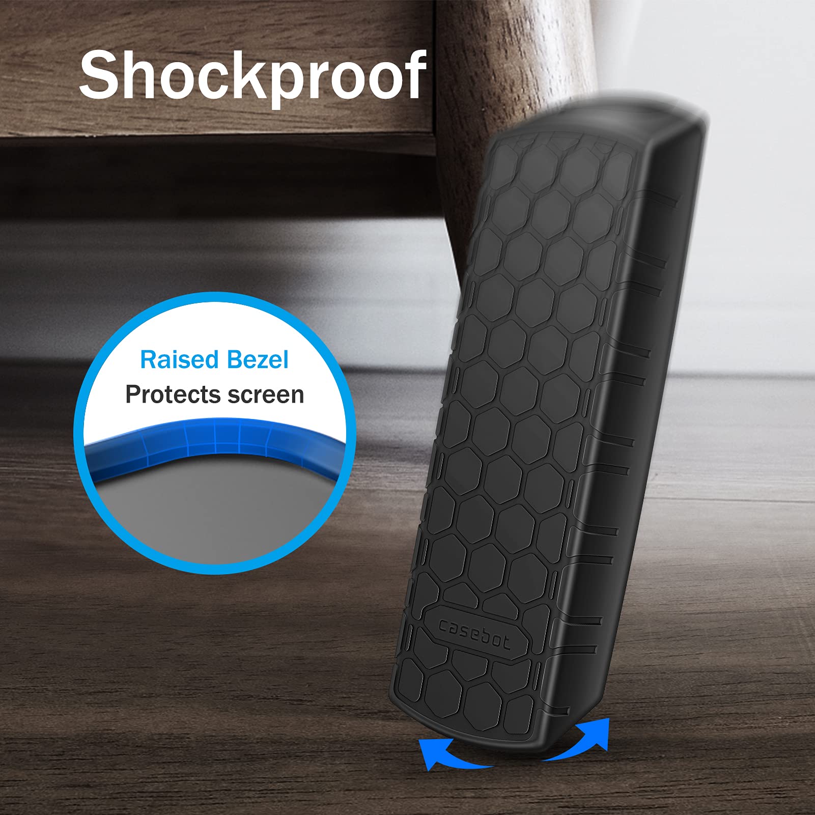 Fintie Protective Case for TiVo Stream 4K Remote – CaseBot (Honey Comb Series) Lightweight (Anti-Slip) Shockproof Silicone Cover for TiVo Stream 4K Remote Controller, Black
