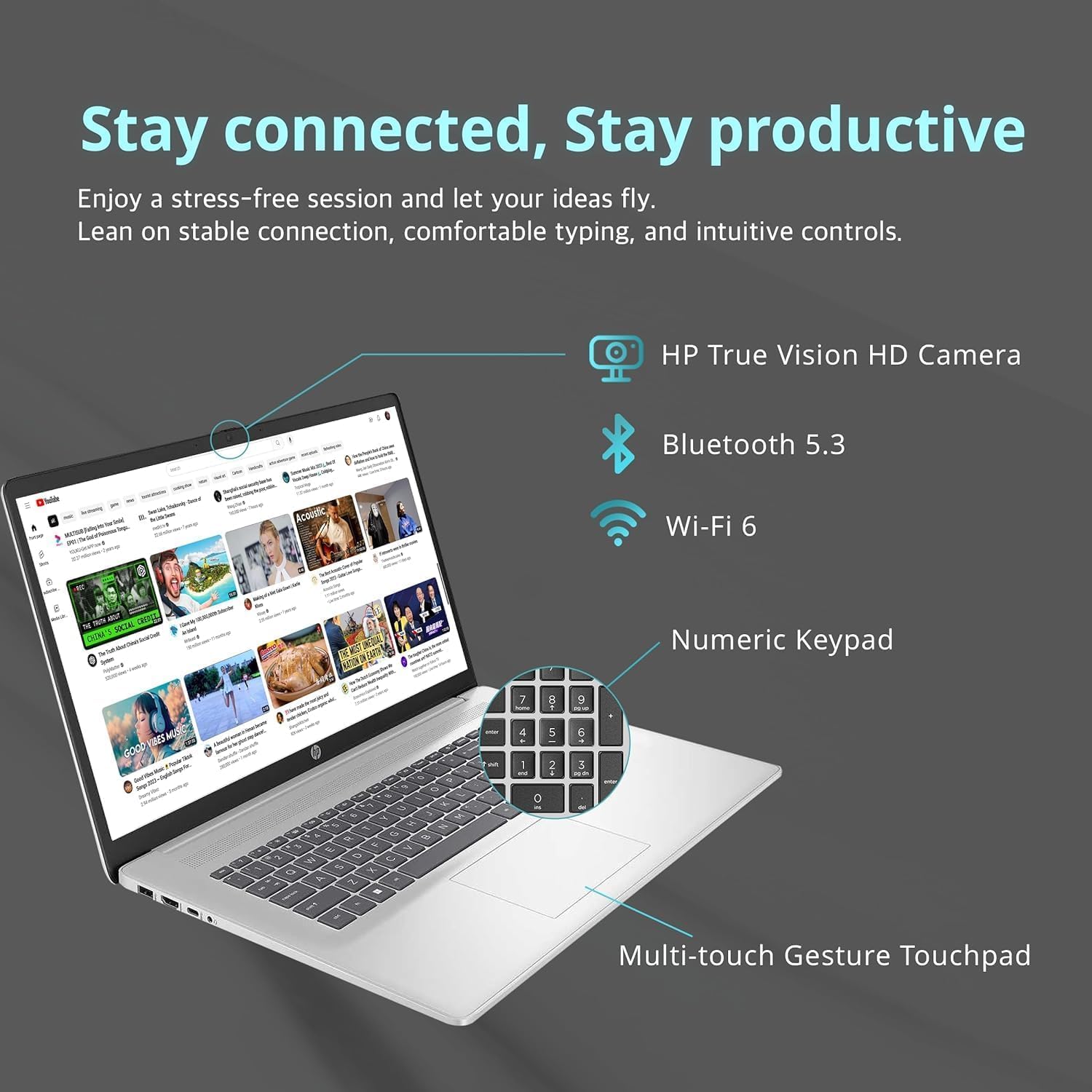 HP 17.3 Inch FHD Business Laptop, 13th Intel i5-1335U(Beat i7-1255U), 16GB RAM, 1TB SSD, Windows 11 Pro, Backlit Keyboard, Numeric Pad, HDMI, Silver, PCM