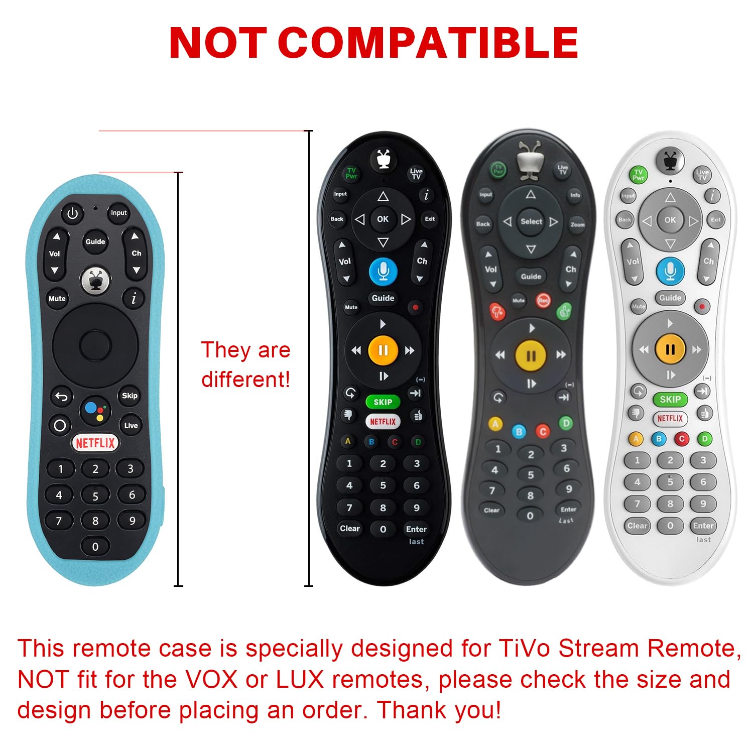 TiVo Stream 4K Remote Case - Silicone, Shockproof, Washable, Glow in Dark Blue