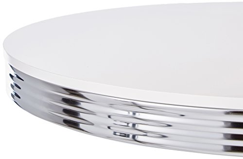 Coaster Home Furnishings Retro 1950s Soda Fountain Diner Round Dining Room Table White Laminate Top Sturdy Steel Chrome Base 2388