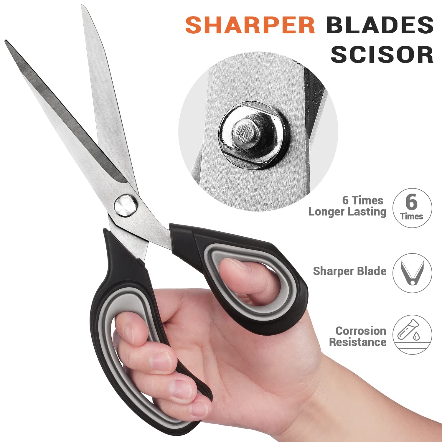 Premium Tailor Scissors Heavy Duty Multi-Purpose Titanium Scissors Professional for Leather Cutting Industrial Sharp Sewing Shears, Gray