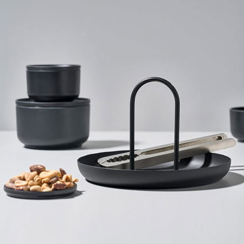 WFHTU Desktop Storage Tray Round Jewelry Tray Living Room Kitchen Dining Table Meal Snack Tray Plate with Handle Home