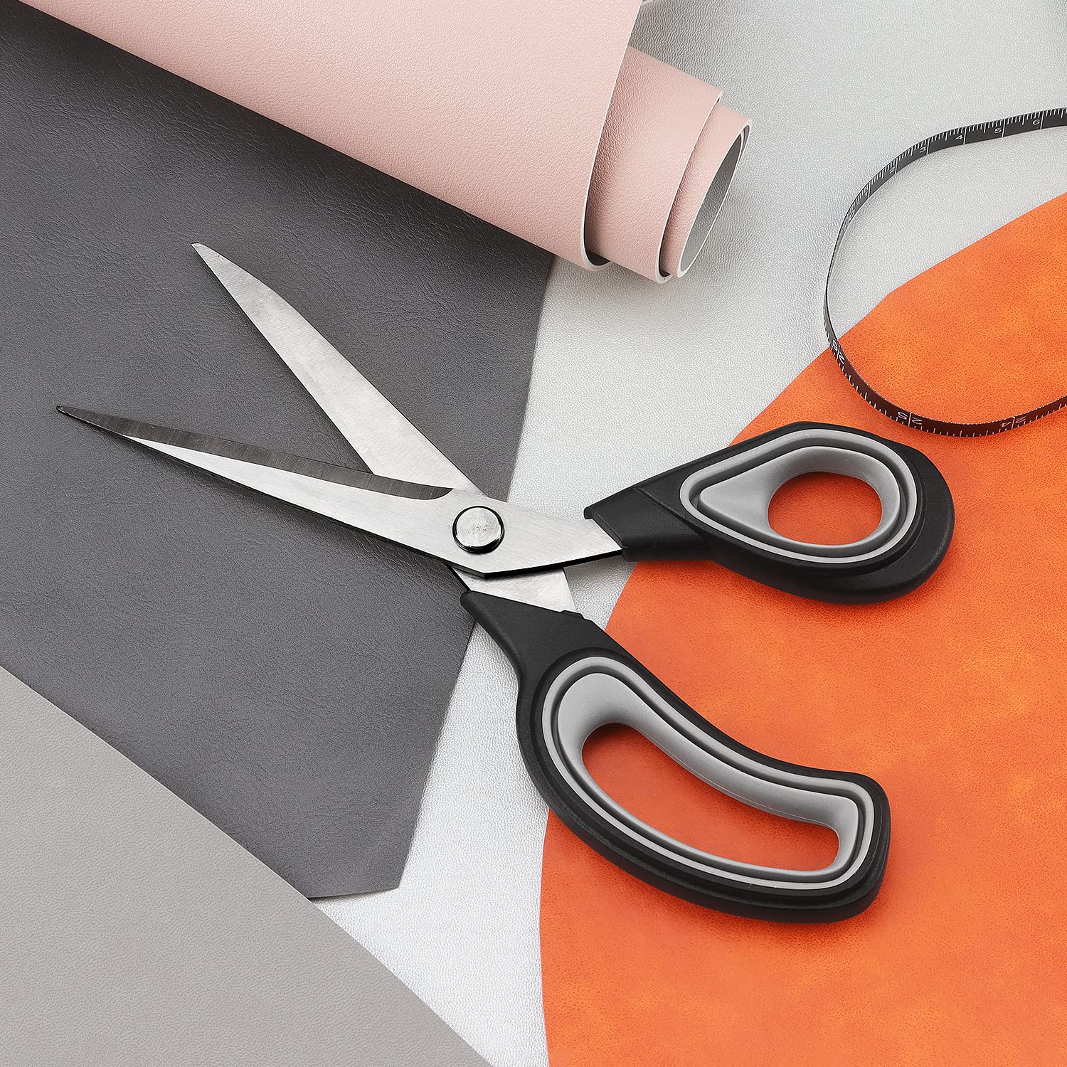 Premium Tailor Scissors Heavy Duty Multi-Purpose Titanium Scissors Professional for Leather Cutting Industrial Sharp Sewing Shears, Gray