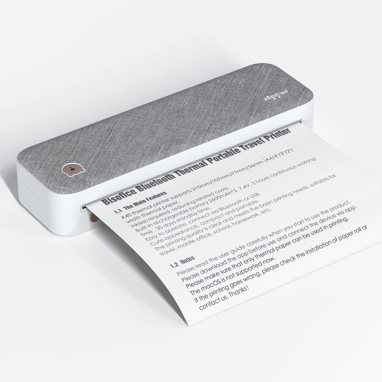 BISOFICE PeriPage Portable Printer, A4 Wireless Bluetooth Travel Printer, Portable Thermal Printer Compatible with Android and iOS, Support 2''/3''/4'' Paper Width, Mobile Printer (Rainbow Glossy)