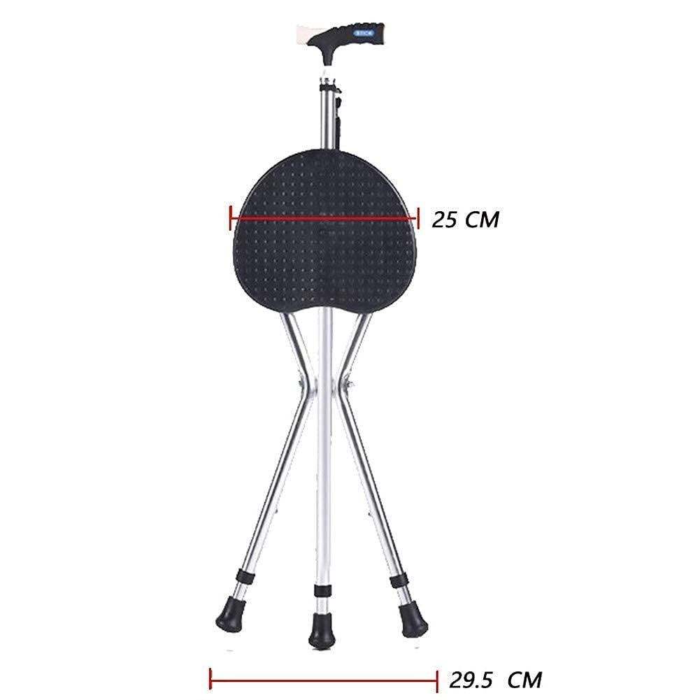 Folding Seat Cane,Walking Stick & Chair Seat, Travel Cane Chair,Lightweight,Robust 3 Legged Walking Seat Stick - Three Legged Stick with St