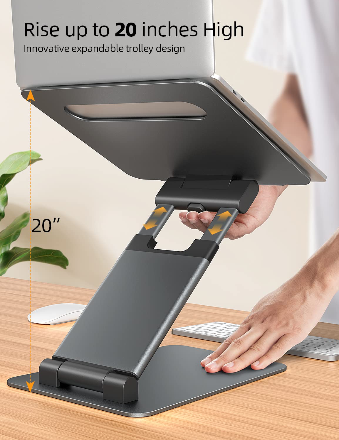 Nulaxy Laptop Stand for Desk, Ergonomic Sit to Stand Laptop Holder Convertor, Adjustable Height from 1.18" to 21", Supports up to 22lbs, Compatible with MacBook, All Laptops Computer Tablets 10-17"
