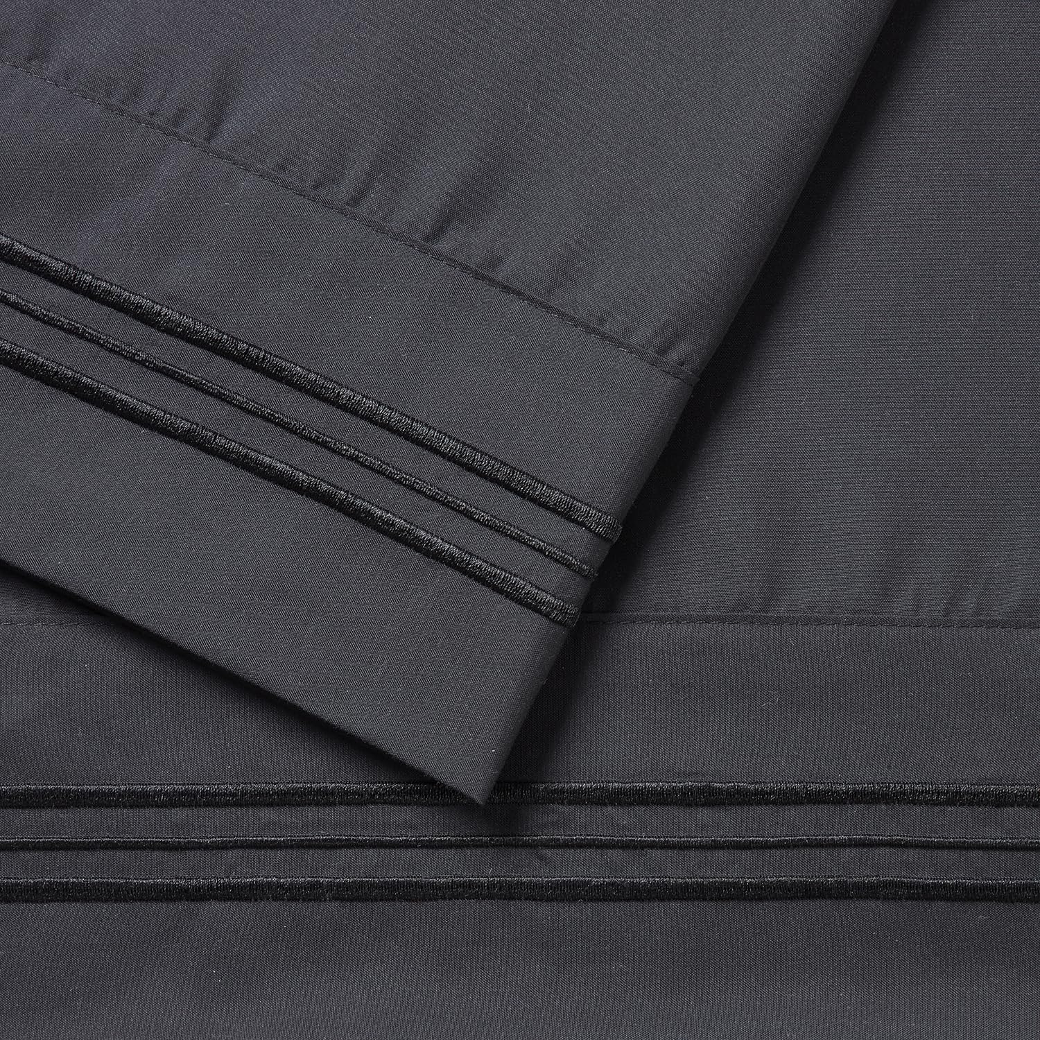 Nestl Microfiber King Pillowcase, 2 - 1800 Thread Count, Soft, Wrinkle Free, Fade Resistant, Envelope Closure, Set of 2, Black, 20x40 Inches