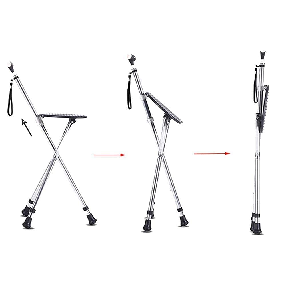 Folding Seat Cane,Walking Stick & Chair Seat, Travel Cane Chair,Lightweight,Robust 3 Legged Walking Seat Stick - Three Legged Stick with St