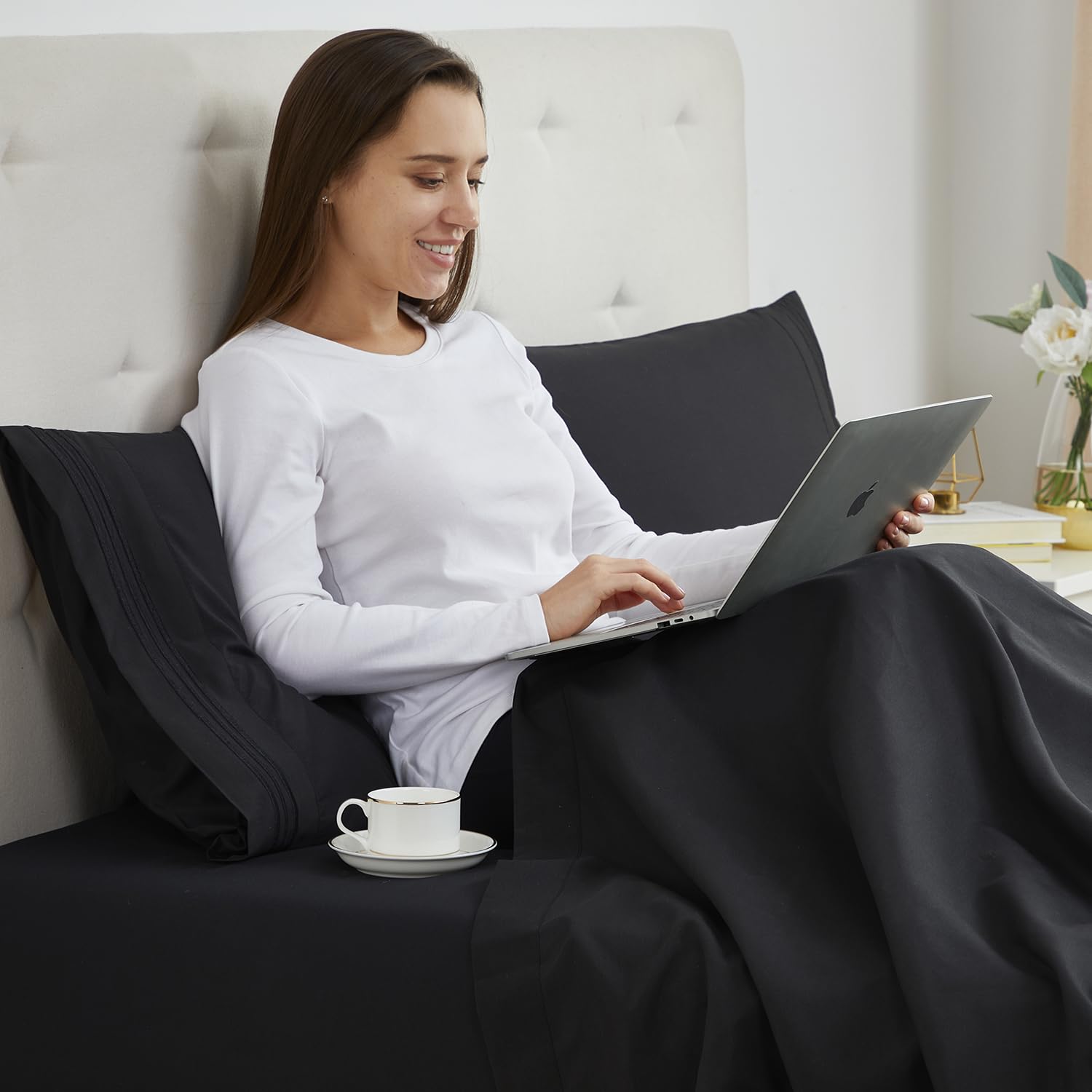 Nestl Microfiber King Pillowcase, 2 - 1800 Thread Count, Soft, Wrinkle Free, Fade Resistant, Envelope Closure, Set of 2, Black, 20x40 Inches