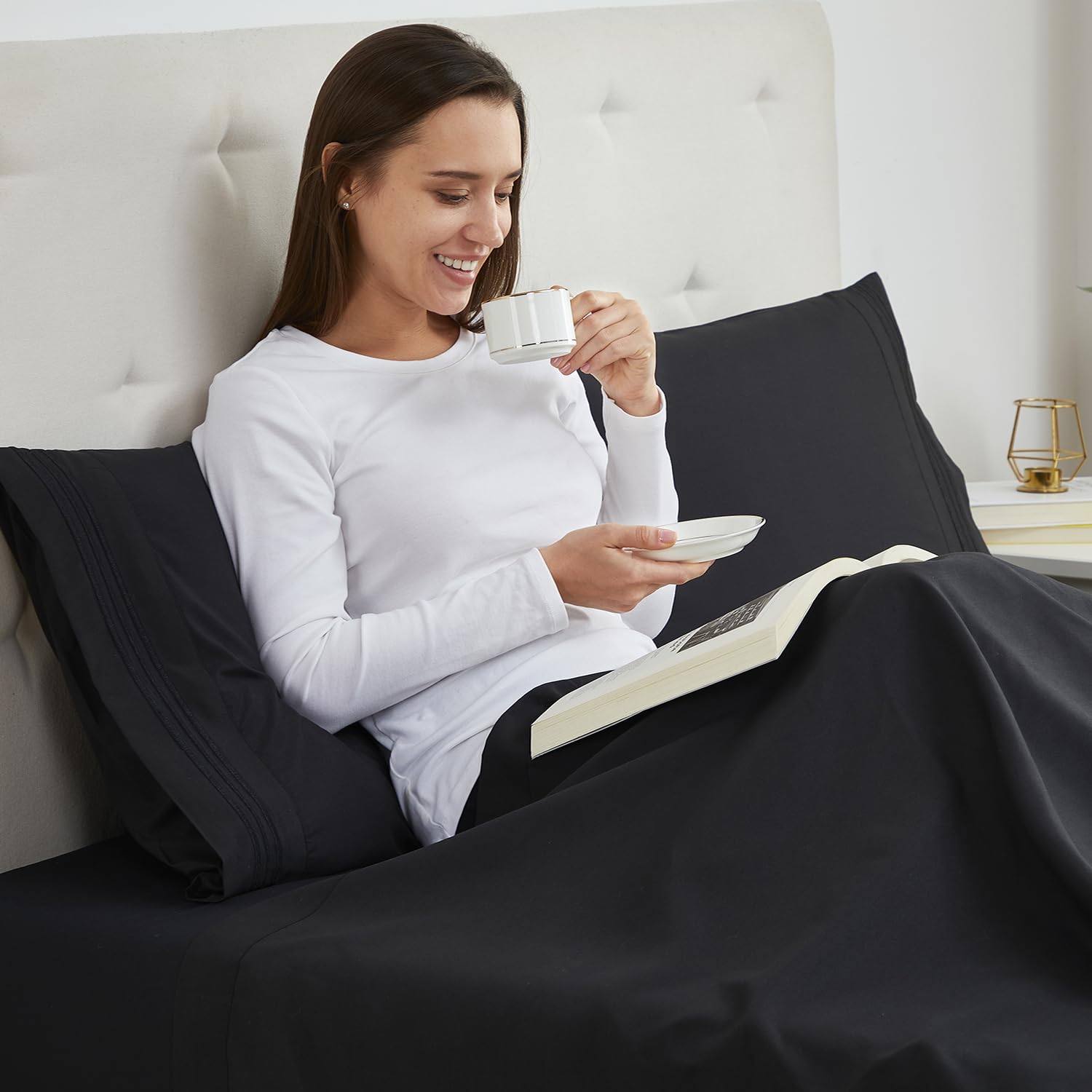 Nestl Microfiber King Pillowcase, 2 - 1800 Thread Count, Soft, Wrinkle Free, Fade Resistant, Envelope Closure, Set of 2, Black, 20x40 Inches