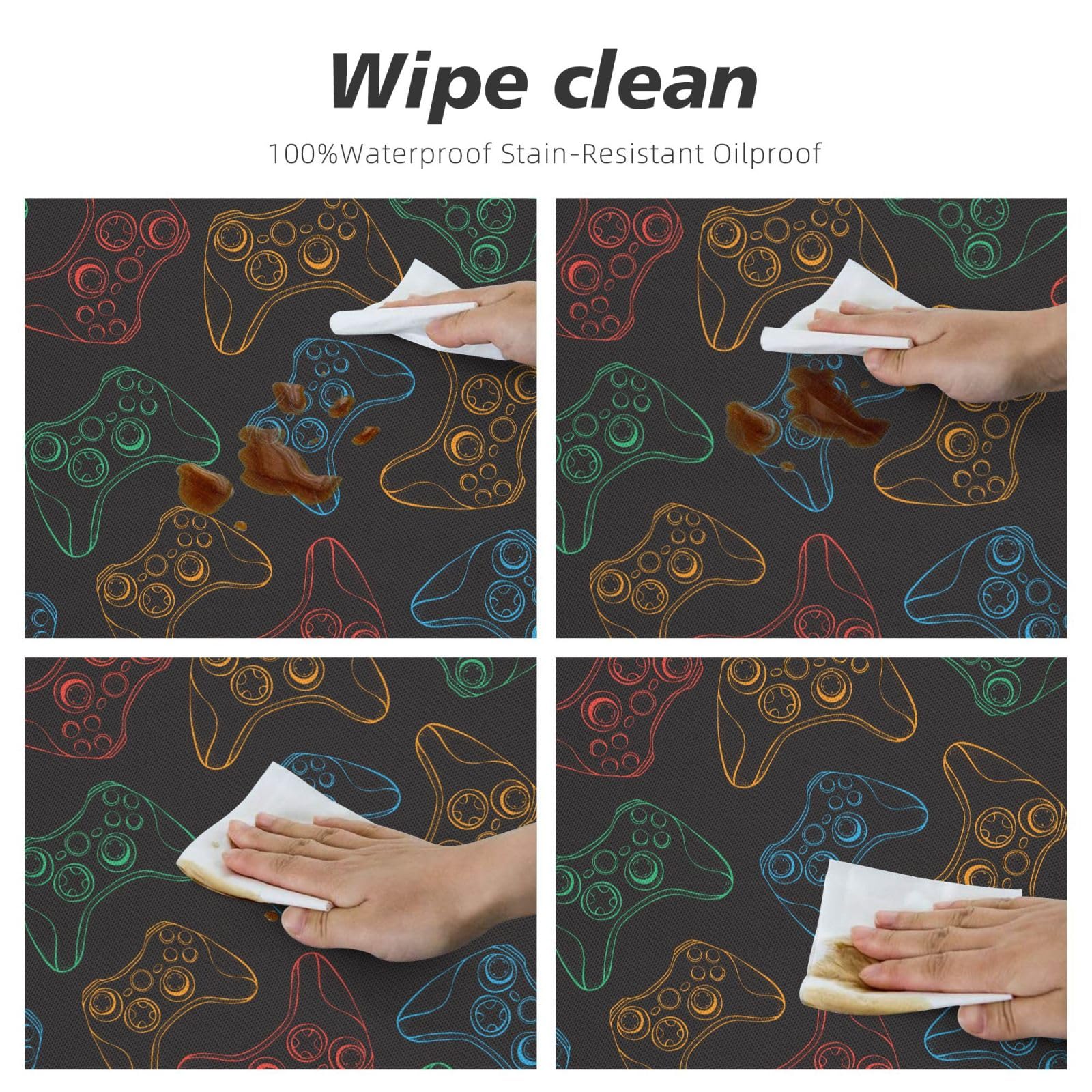 Kuilepa Gamepad Joystick Game Round Tablecloth,Waterproof Elastic Fitted Table Covers for Picnic, Camping, Dining, Indoor and Outdoor-Small