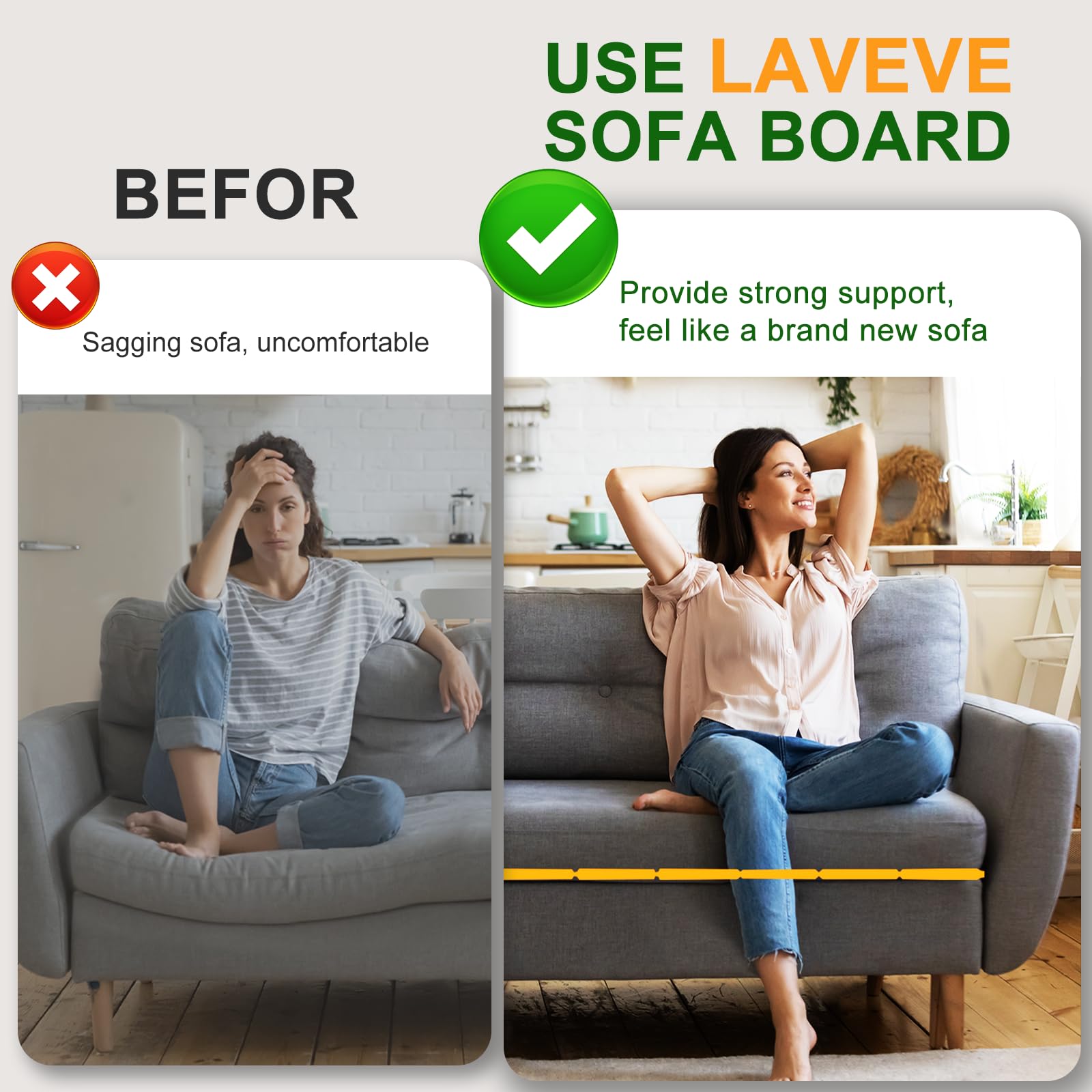 [Upgraded] Heavy Duty Couch Cushion Support for Sagging Seat 20.5''x67'', Thicken Solid Wood Sofa Support Under Cushions Boards,Perfectly Fix and Protect Sagging Couch Cushion Seat, Extend Sofa Life