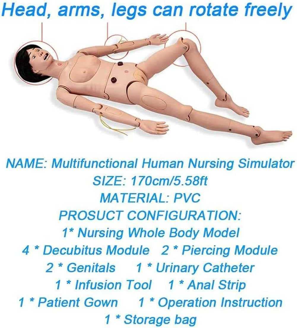 WFZY 5.5ft Patient Care Human Model PVC Anatomical Human Model Female Nursing Mannequin Removable Demonstration Human for Students Education Teaching Skills