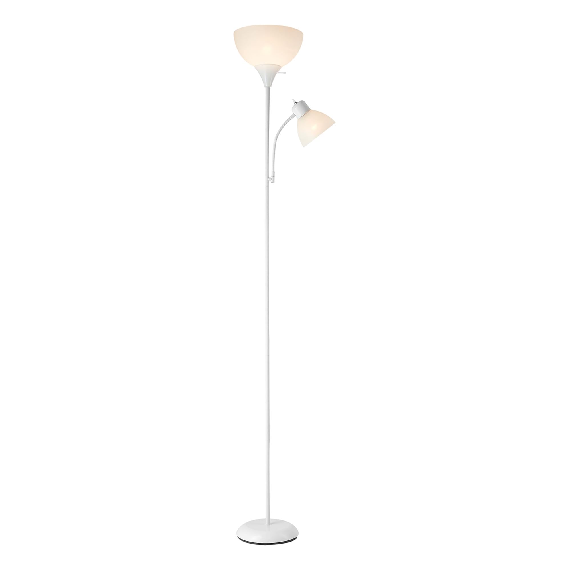 Globe Electric 67136 72" Torchiere Floor Lamp + Adjustable Reading Light, Matte White, Frosted Plastic Shade, 3-Step Rotary Switch on Floor Lamp Socket, Home Improvement, Home Office Accessories