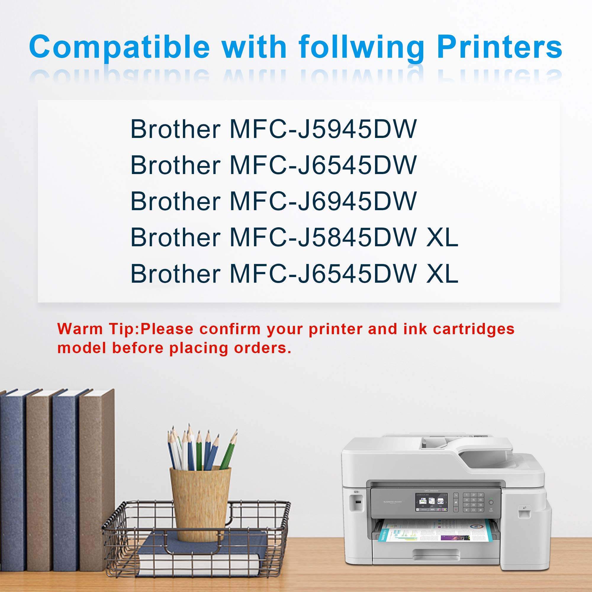 Miss Deer LC3039 LC3039XXL Ink Cartridges Replacement for Brother LC3039 XXL LC-3039BK LC3037 LC3037BK,Work for Brother MFC-J5945DW MFC-J6945DW MFC-J5845DW MFC-J6545DW(4 Pack)