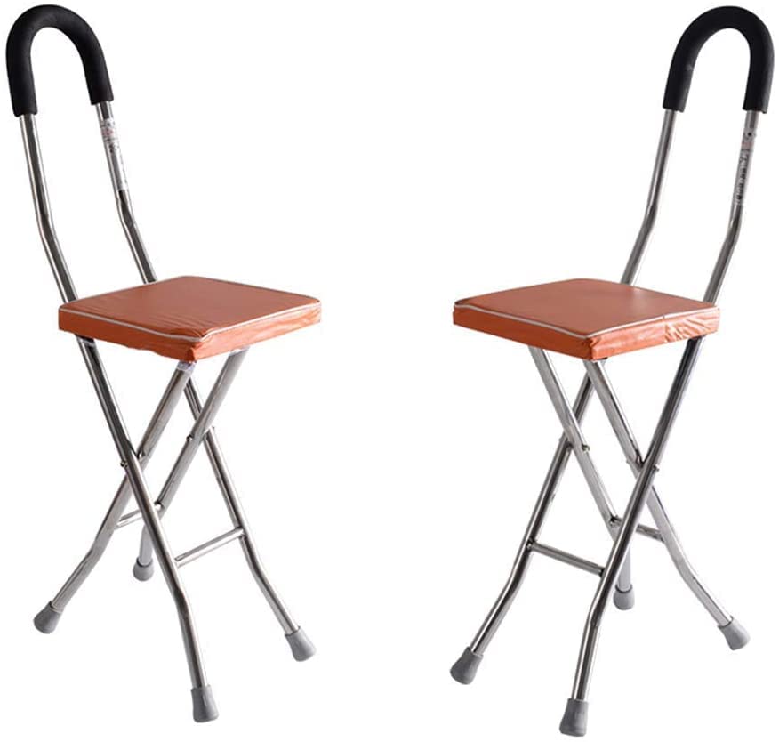Cane Seat Folding Crutch Stool Folding Travel Cane Walking Stick Seat Camp Stool Chair Hiking Stick Cane Deluxe Massage Crutches Seat Stainless Steel Walking Stick Travel Aid for Elder Gift Practical