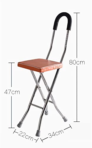 Cane Seat Folding Crutch Stool Folding Travel Cane Walking Stick Seat Camp Stool Chair Hiking Stick Cane Deluxe Massage Crutches Seat Stainless Steel Walking Stick Travel Aid for Elder Gift Practical