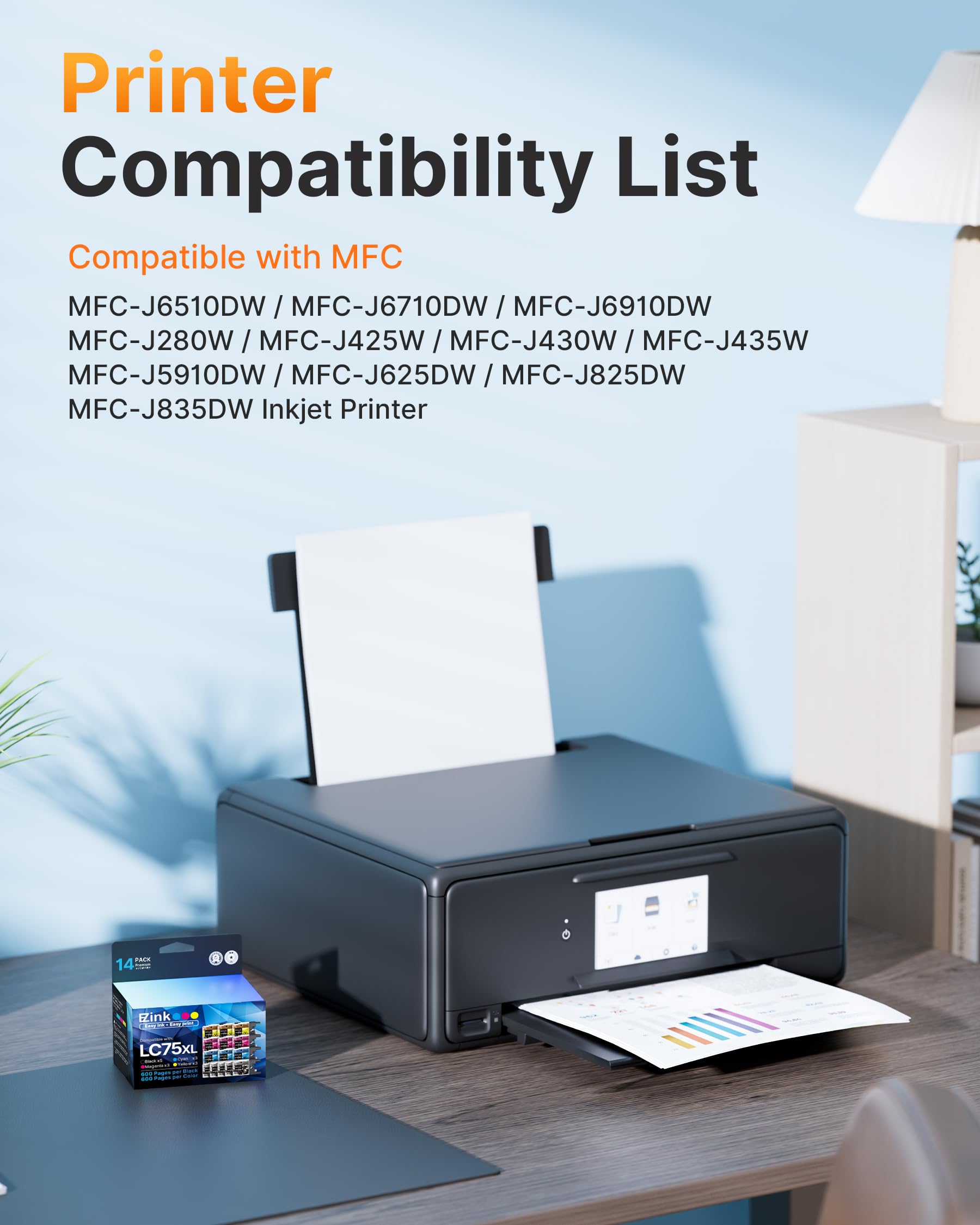 E-Z Ink (TM) Compatible Ink Cartridge Replacement for Brother LC75 LC71 LC79 XL LC-75 LC LC-71 Compatible with MFC-J6510DW MFC-J6710DW MFC-J6910DW MFC-J280W (3 Cyan, 3 Magenta, 3 Yellow) 9 Pack