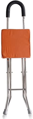 Cane Seat Folding Crutch Stool Folding Travel Cane Walking Stick Seat Camp Stool Chair Hiking Stick Cane Deluxe Massage Crutches Seat Stainless Steel Walking Stick Travel Aid for Elder Gift Practical