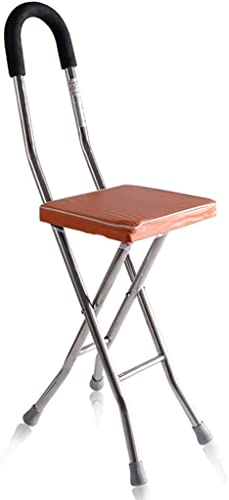 Cane Seat Folding Crutch Stool Folding Travel Cane Walking Stick Seat Camp Stool Chair Hiking Stick Cane Deluxe Massage Crutches Seat Stainless Steel Walking Stick Travel Aid for Elder Gift Practical