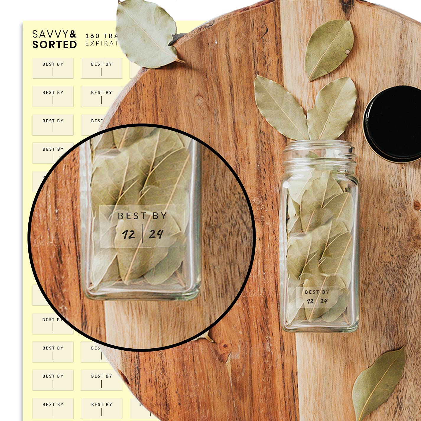 160 Clear Expiration Date Labels for Spice Jars - Waterproof Use by Food Date Labels for Containers - Best by Pantry Labels - Freezer Refrigerator Label - Kitchen Write On Labels Pantry Organization