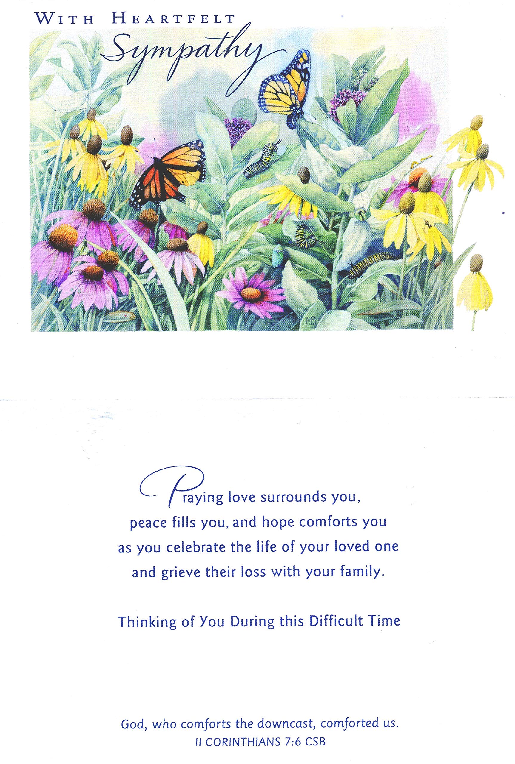 DaySpring - With Heartfelt Sympathy and Prayers - Nature's Blessings By Marjolein Bastin - 4 Design Assortment with Scripture - 12 Boxed Cards & Envelopes (J3355)