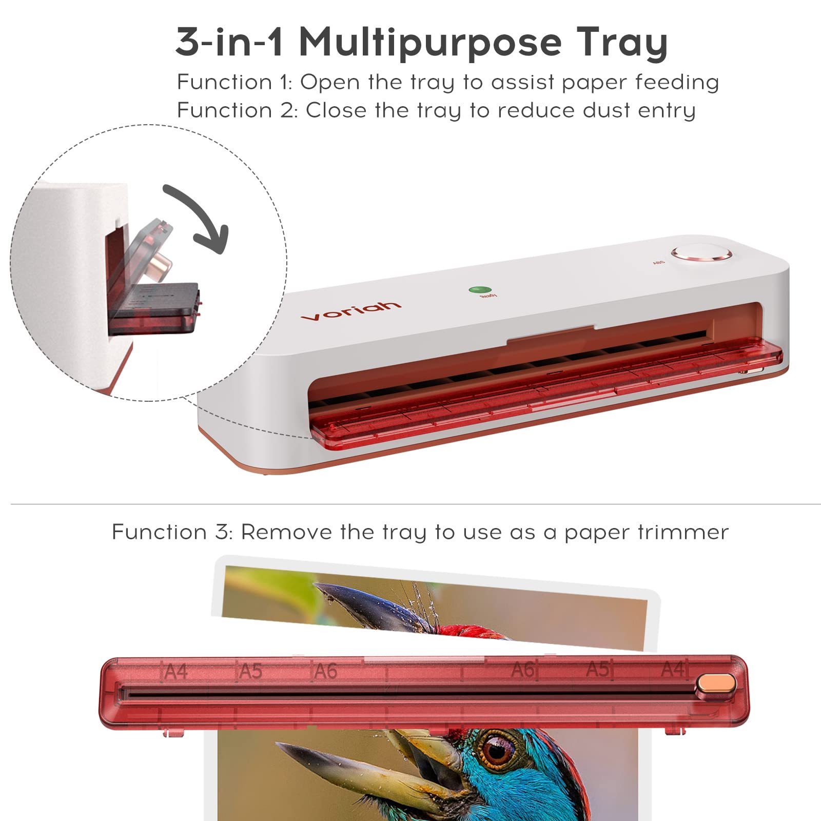 Laminator, Voriah 9 Inch Thermal Laminator Machine, 3 Mins Quick Warm Up Laminating Machine with Paper Cutter, Corner Rounder, 5 Laminating Sheets for Office School Home Use (Upgraded Version)