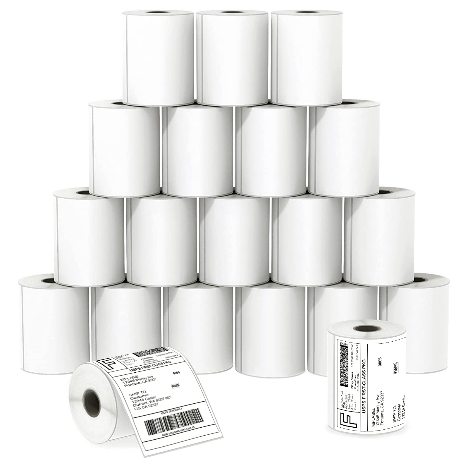MFLABEL® 4x6 Direct Thermal Labels, Thermal Shipping Labels with Perforated, Commercial Grade, for Thermal Printer, 250 Labels/1 Roll, 20 Rolls
