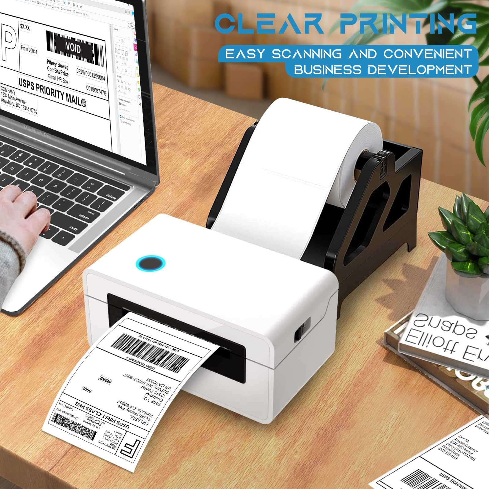 MFLABEL® 4x6 Direct Thermal Labels, Thermal Shipping Labels with Perforated, Commercial Grade, for Thermal Printer, 250 Labels/1 Roll, 20 Rolls