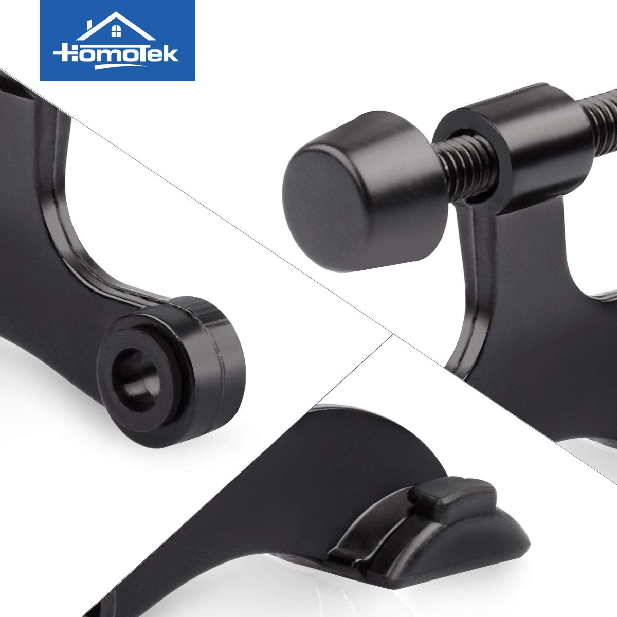 HOMOTEK 6 Pack Hinge Pin Black Door Stopper,Adjustable Deluxe Heavy Duty Door Stopper 2-1/2"x1-3/4β,with Black Rubber Bumper Tips