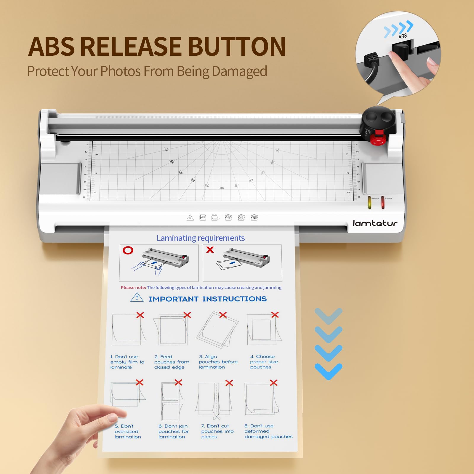 7 in 1 Laminator, Laminator Machine for A3/A4/A6, Laminator Machine with Laminating Sheets 70pouches for Office Home School Use,Paper Trimmer, Corner Rounder Hot &Cold.