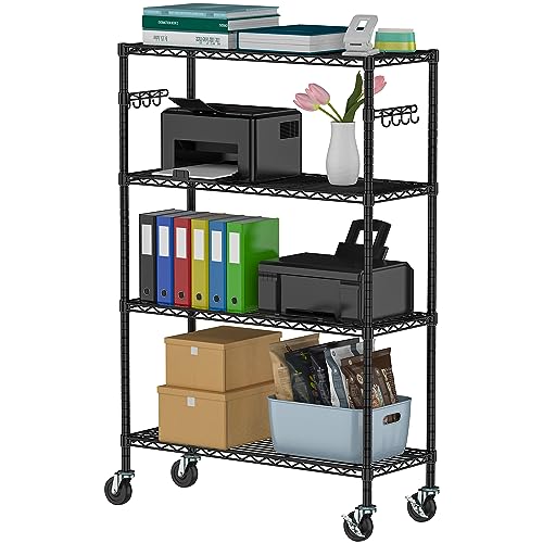 4 Tier Wire Shelving Unit with Wheels, Storage Rack Shelves Heavy Duty Metal Shelves, Commercial Steel Wire Shelving Storage Shelf Organizer for Kitchen Garage Warehouse Office (36W x 14D x 57H)