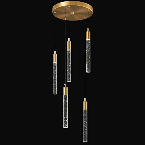 zhllmq Modern Light Fixture Kitchen Island Pendant Light Dimmable LED Gold Mini Pendant Lighting Dinning Room Living Room Kitchen Gold Pendant Lights(5-Light )…