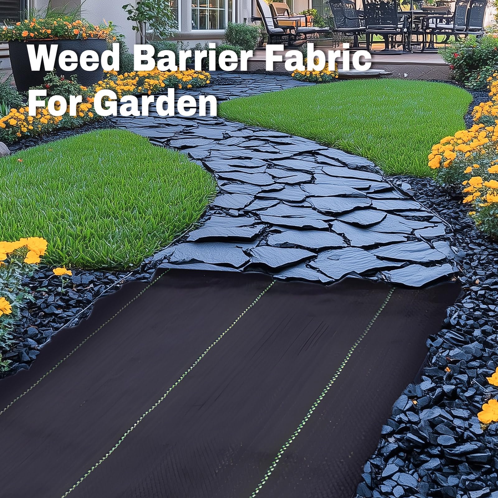 GRASSCLUB 4ft x 50ft Weed Barrier Landscape Fabric Heavy Duty Premium Weed Control Fabric Durable & Eco-Friendly Weed Block Gardening Mat Landscaping Fabric