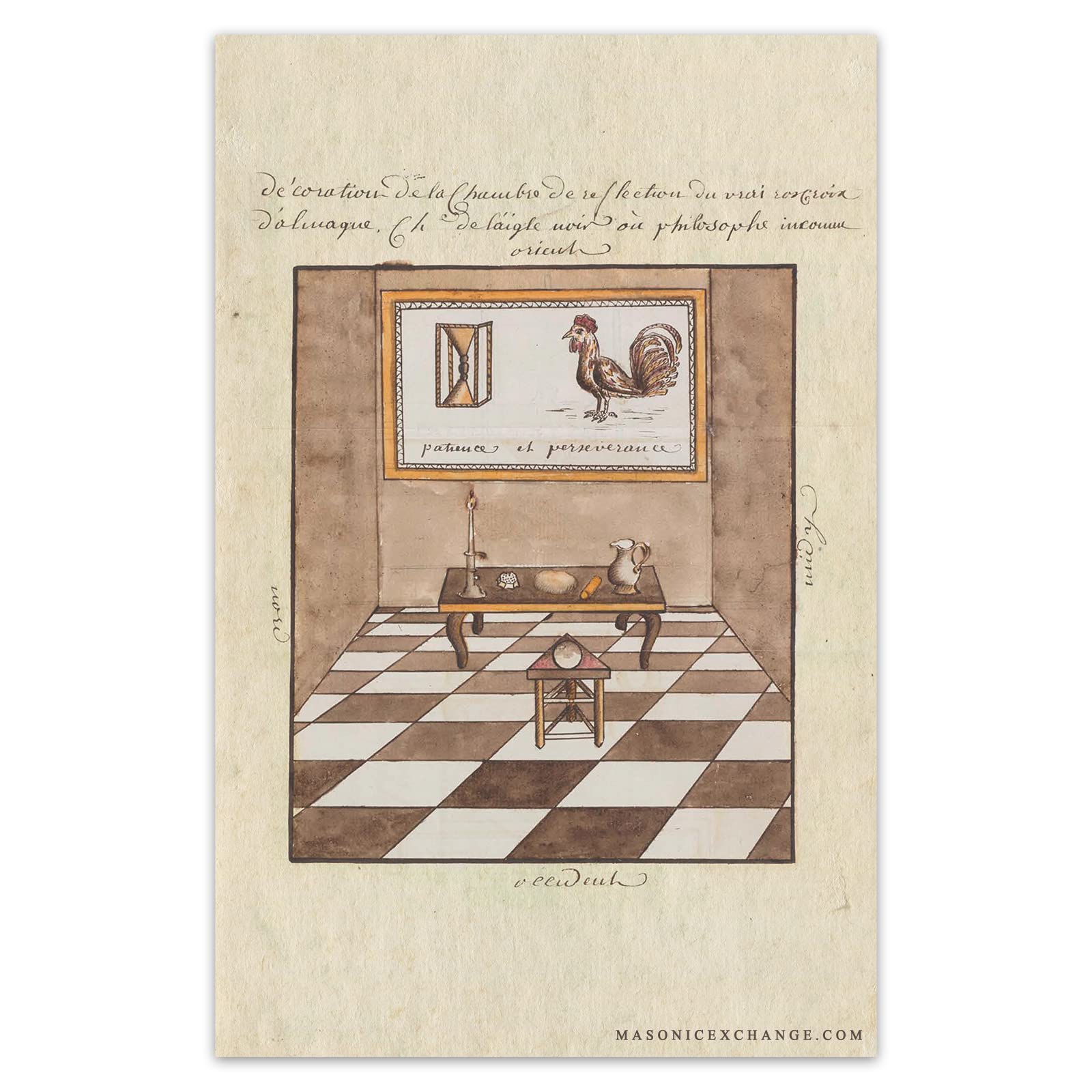 Masonic Poster Rite Scottish Memphis Misraim 57th Degree ā Sublime Degree of Rose Croix of Germany or Knight of the Black Eagle ā Chamber of Reflection (8"x10" Poster)