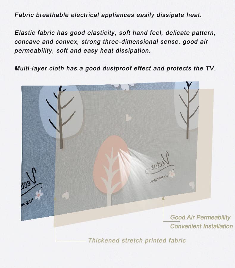 YIJIAFEIFEI LCD TV Dust Cover with Elastic Edge, Breathable TV Cover Dust Proof for Flatscreen, Soft Polyester Fiber Cover for Tv(Size:40 inches)
