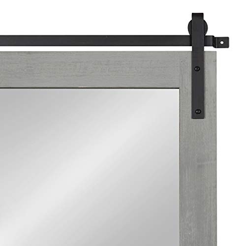 Kate and Laurel Cates Farmhouse Wall Mirror, 24 x 38, Gray, Barn Door-Inspired Rustic Mirrors for Wall