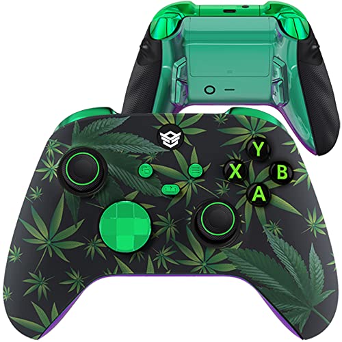 HEXGAMING ULTRA X Wireless Controller for Xbox Series X & S, for Xbox One, for Windows 7/8/10-4 Remappable Back Buttons - Adjustable Triggers - Interchangeable Thumbsticks - 6 Profiles - Green Weeds