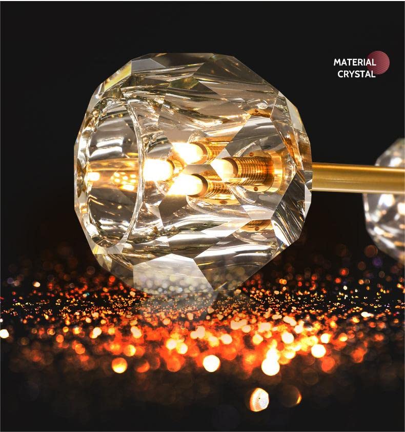APBEAM Brass Sputnik Chandelier Gold Pendant Light Crystal Ceiling Hanging Light Fixture 15 Light W39.5” x H17.7”