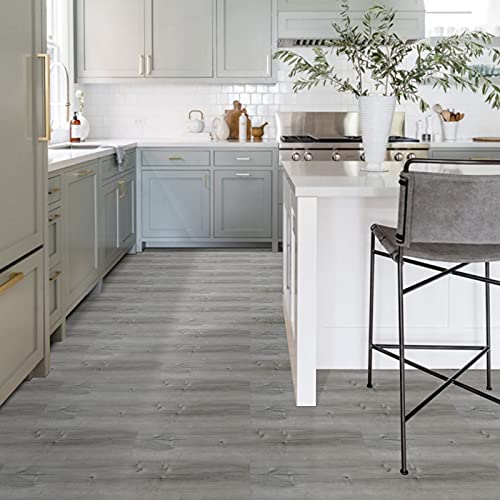 Peel and Stick Floor Tile, 35in×6in, Natural Grey Wood Grain Look, Self Adhesive and Waterproof for Transfer Bathroom, Kitchen, Living Room, Bedroom(10 PCS)