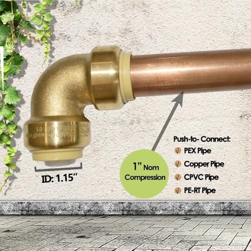 HQMPC Pex Fitting 1" Inch Push Fit Elbow 90-Degree -PEX Fitting 90 Degree Elbow Push-to-Connect Plumbing Fitting for Copper, PEX, CPVC (6 Sets, 1")