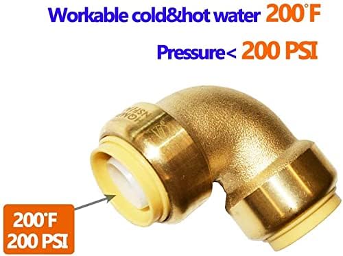 HQMPC Pex Fitting 1" Inch Push Fit Elbow 90-Degree -PEX Fitting 90 Degree Elbow Push-to-Connect Plumbing Fitting for Copper, PEX, CPVC (6 Sets, 1")