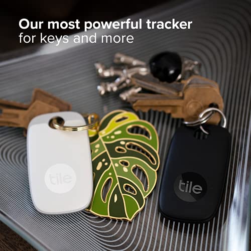 Tile Pro (2022), 2-Pack (Black/White). Powerful Bluetooth Tracker, Keys Finder and Item Locator for Keys, Bags, and More; Up to 400 ft Range. Water-Resistant. Phone Finder. iOS & Android Compatible