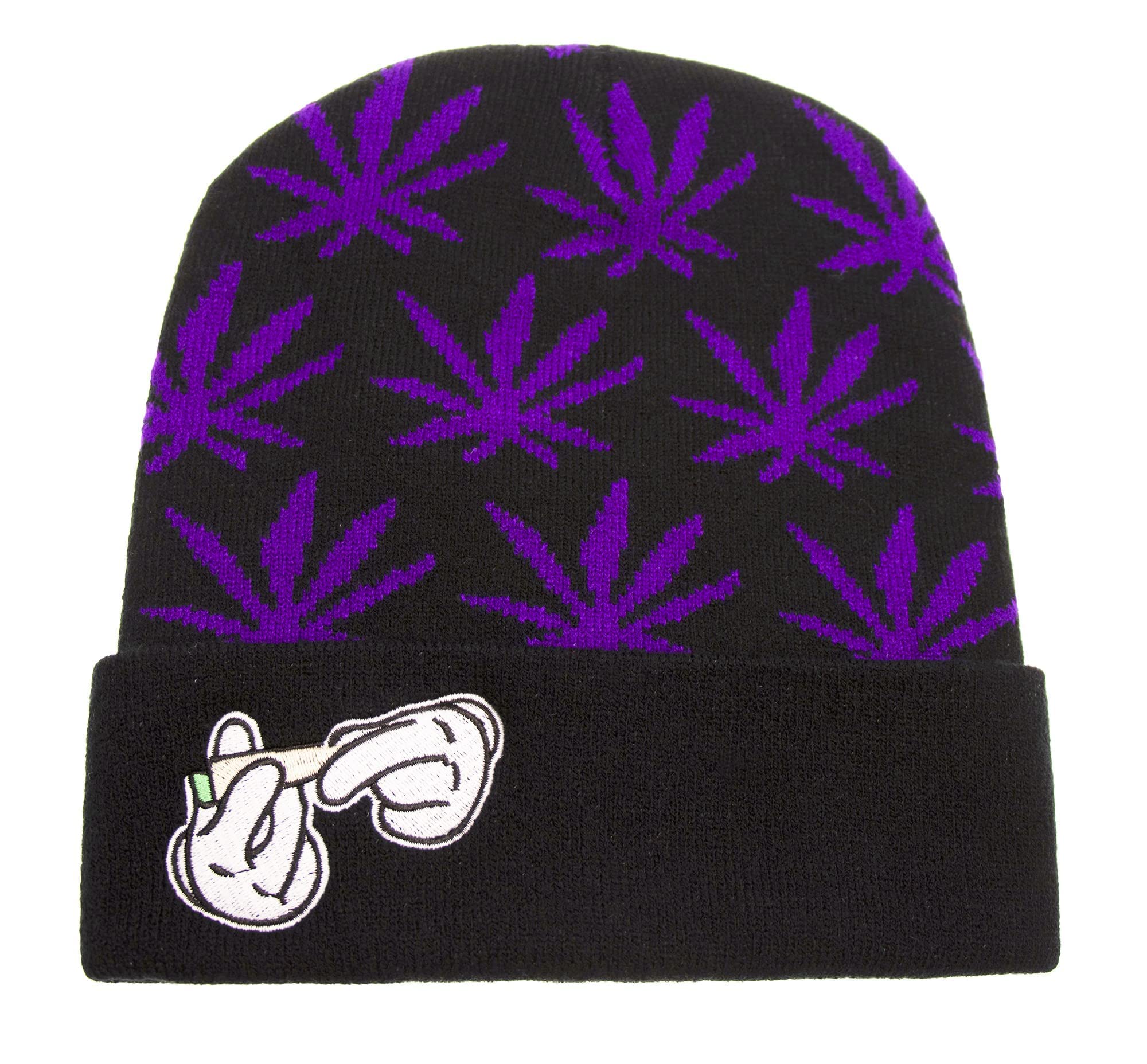UTOWO Weed Marijuana Weed Acrylic Hat Knit Beanie Hat Rolling Up Skully Cap Purple