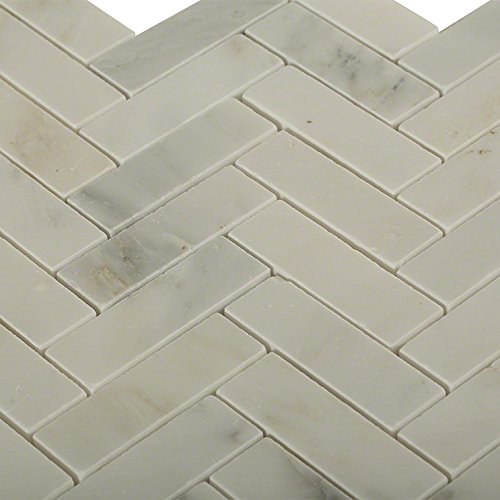 Splashback Tile ORIENTAL HERRINGBONE Oriental Sculpture Herringbone 12" x 8mm Marble Mosaic Floor and Wall Tile