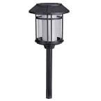 Hampton Bay Lighting Solar Black LED Outdoor Post Light 35 Lumens with Double Glass (4-Pack)